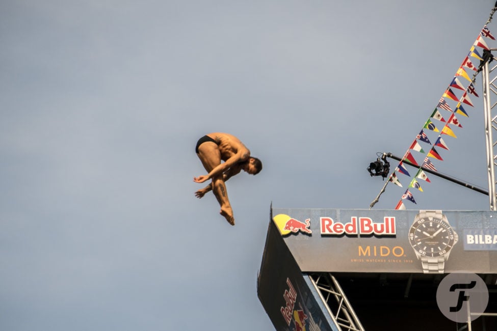 Red Bull Cliff Diving championship in Bilbao, Spain with Mido
