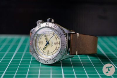 The Undone Aero Scientific is an homage to P.V.H. Weems rotating bezel.