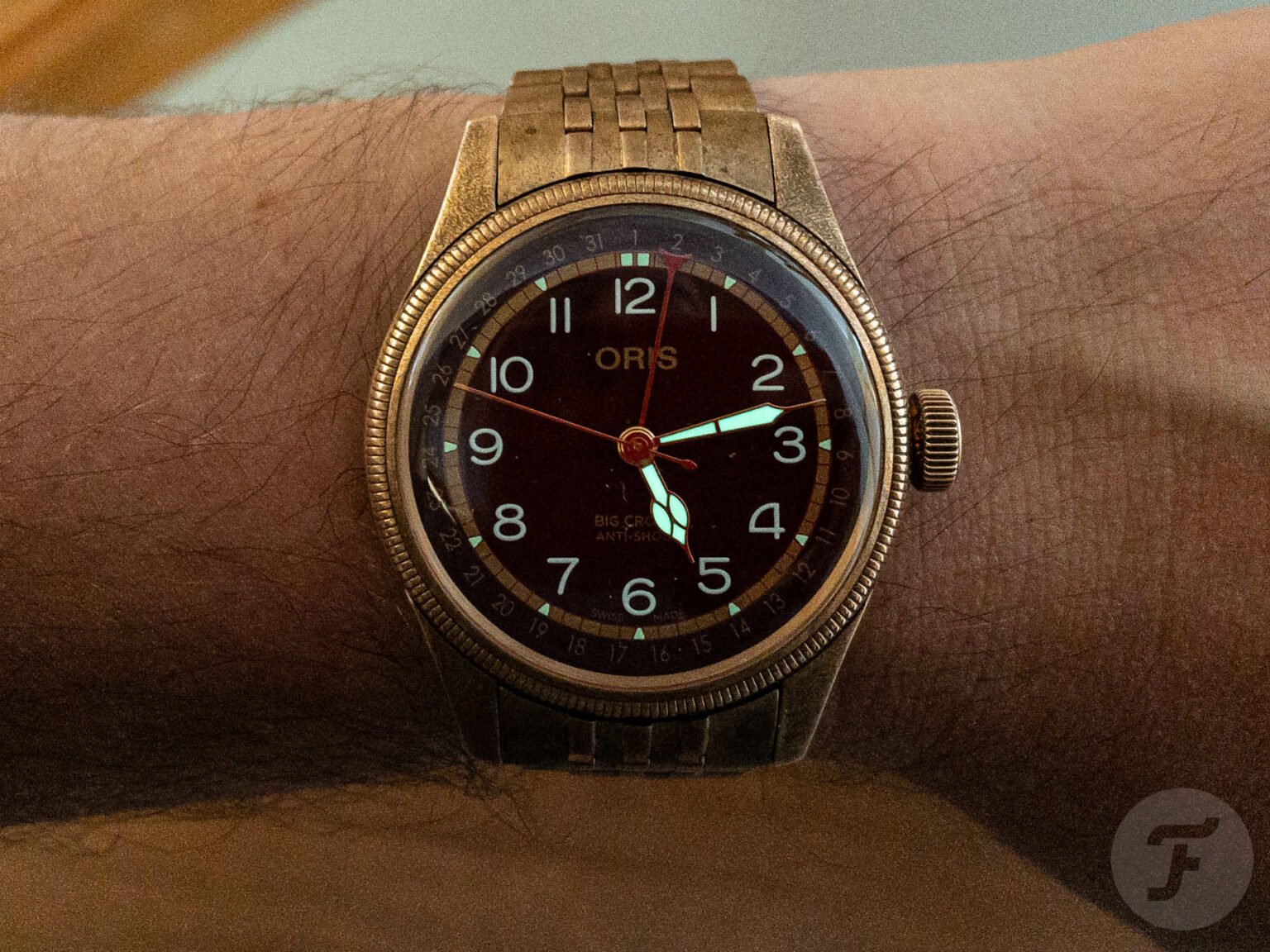 【F】 Strap Check: "Fratelloris" Big Crown Bronze On OEM Oris Bracelet