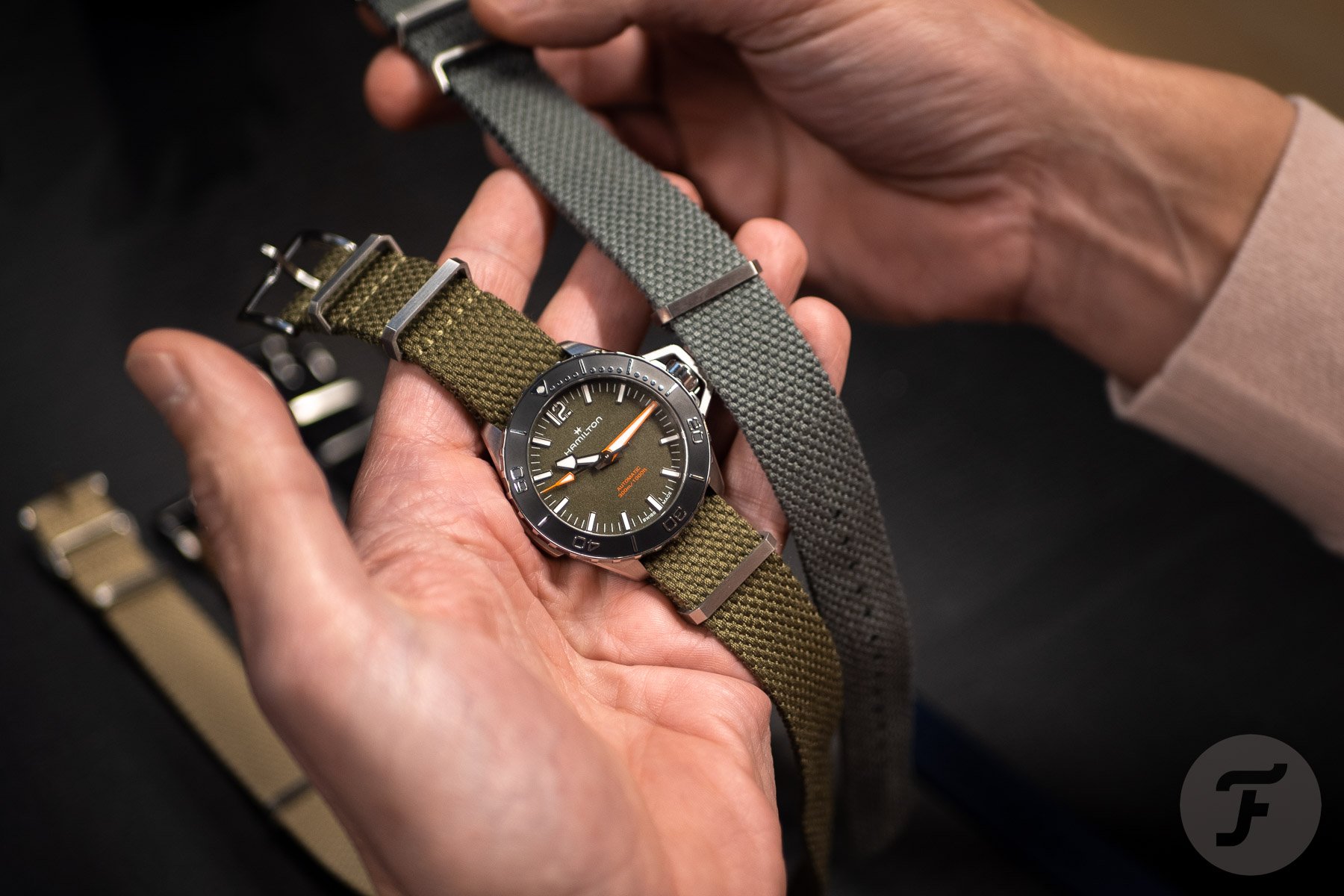 Hamilton Khaki Navy Frogman On Fratello Hemp NATO Straps