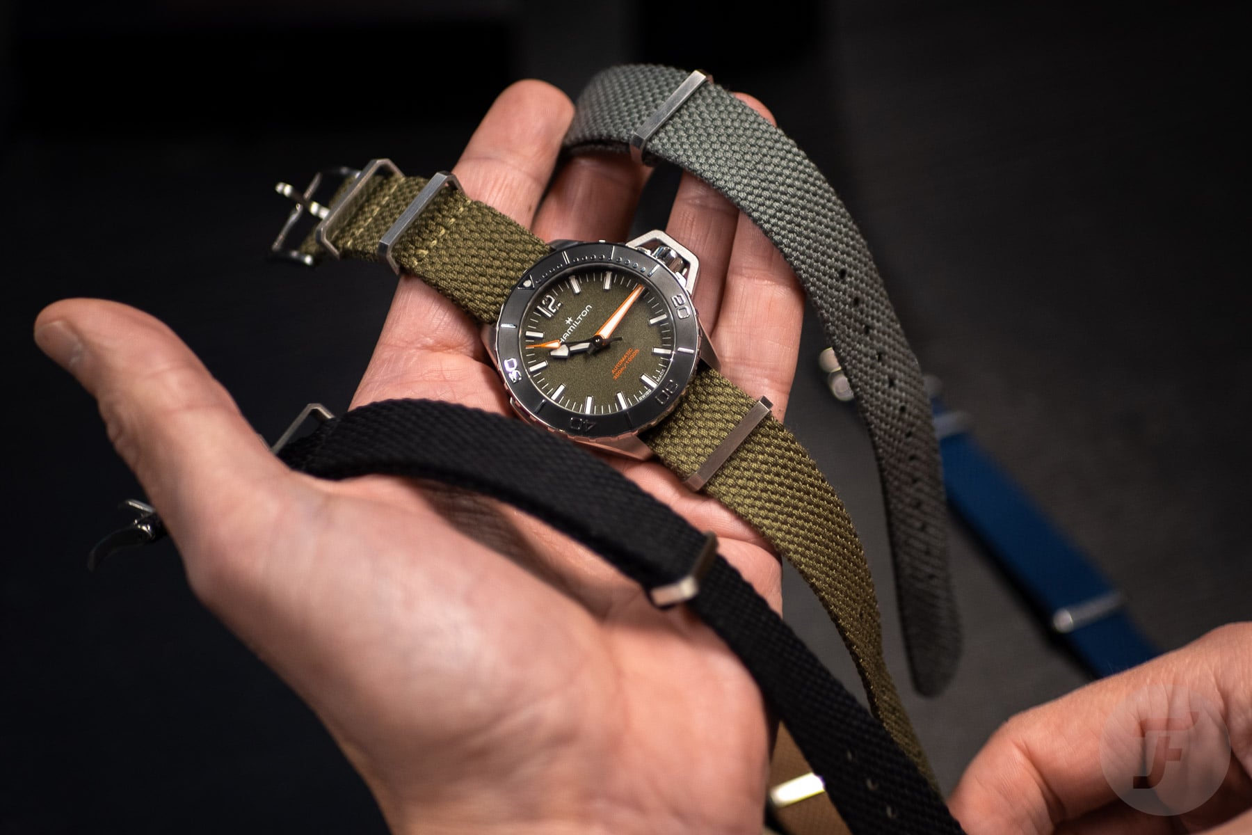 Hamilton Khaki Navy Frogman On Fratello Hemp NATO Straps