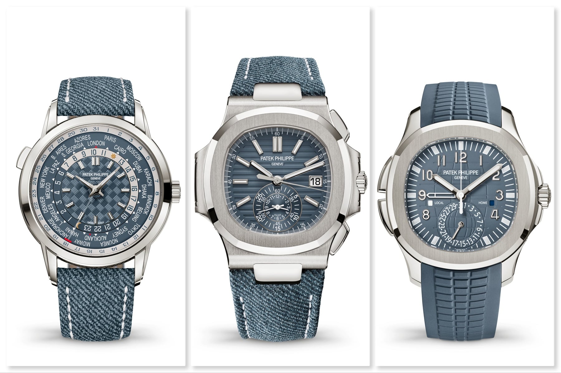 Patek Philippe Double Denim: New World Time, Nautilus, Aquanaut