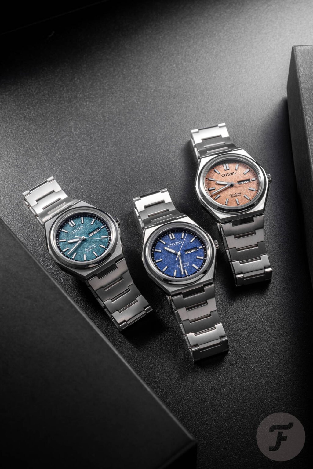 【F】 Citizen Super Titanium Eco-Drive Chrono And Day-Date
