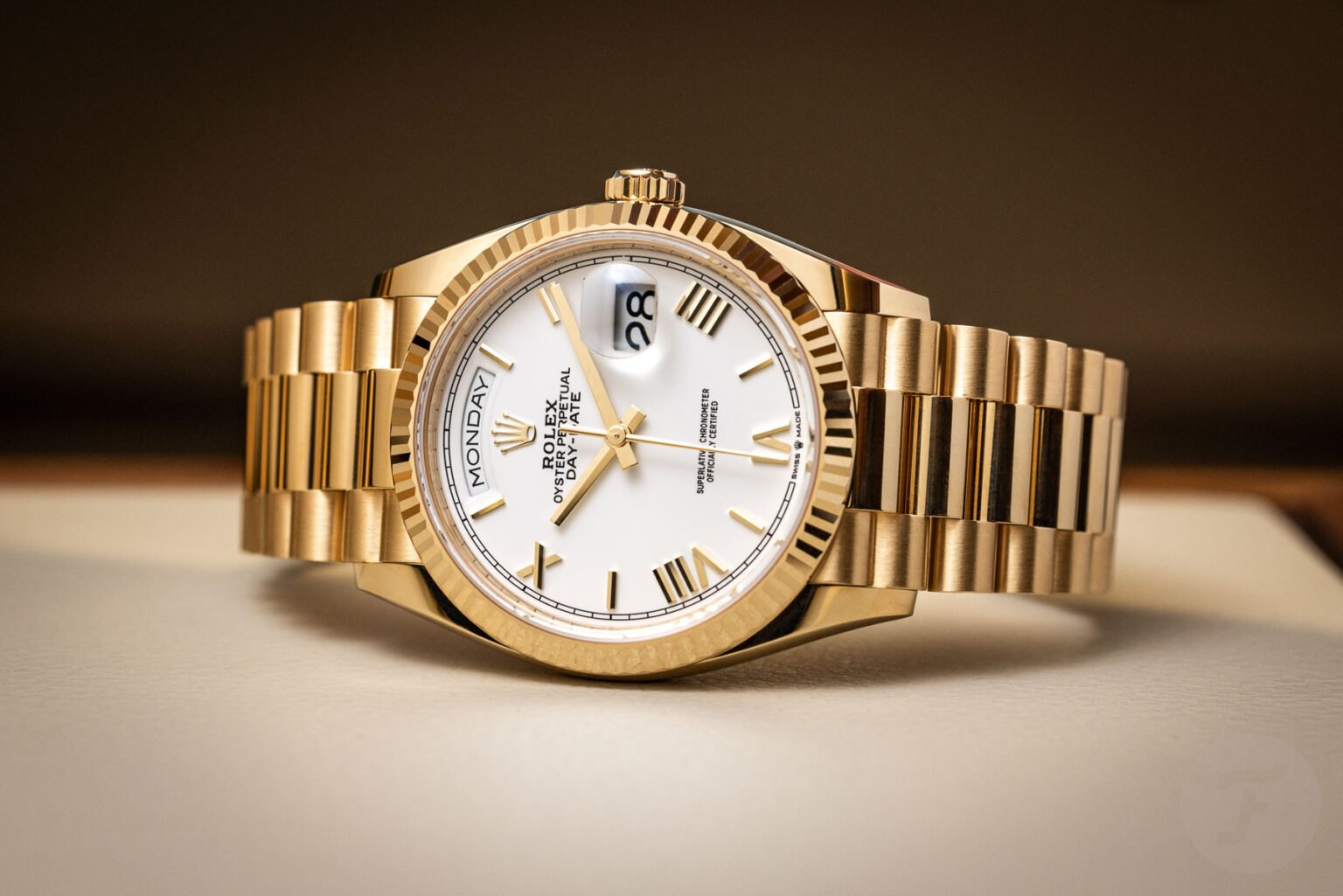 Rolex Day-Date With White Dial & Deconstructed Roman Numerals