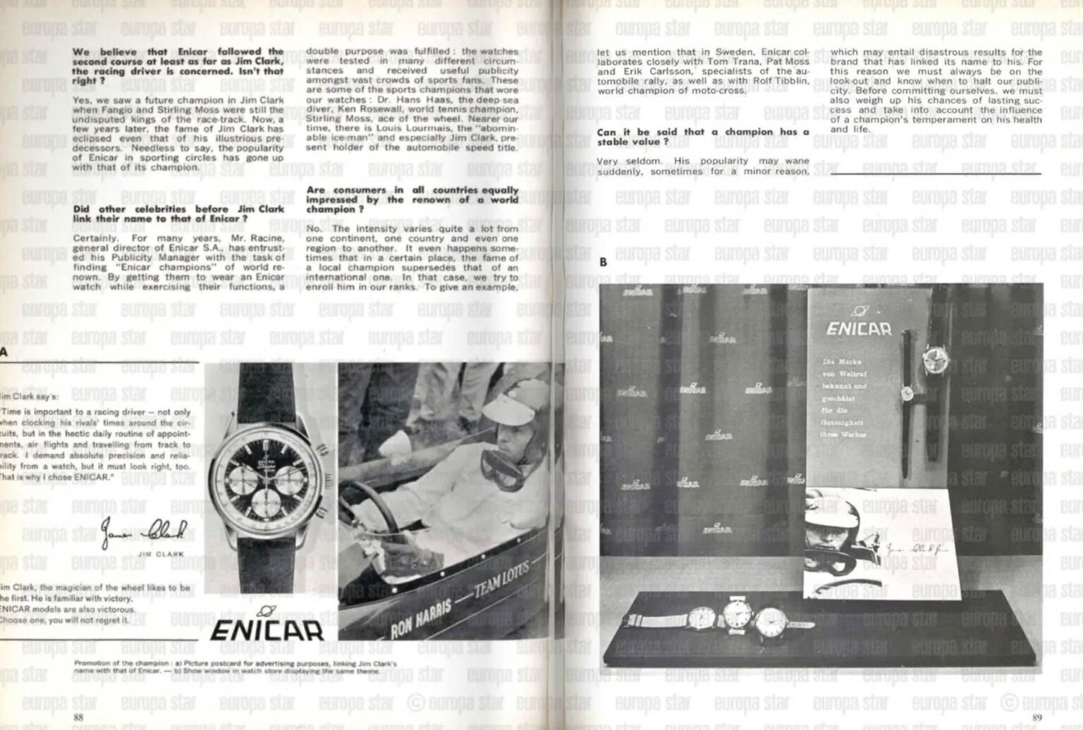 #TBT Enicar And Racing Legends Jim Clark And Stirling Moss