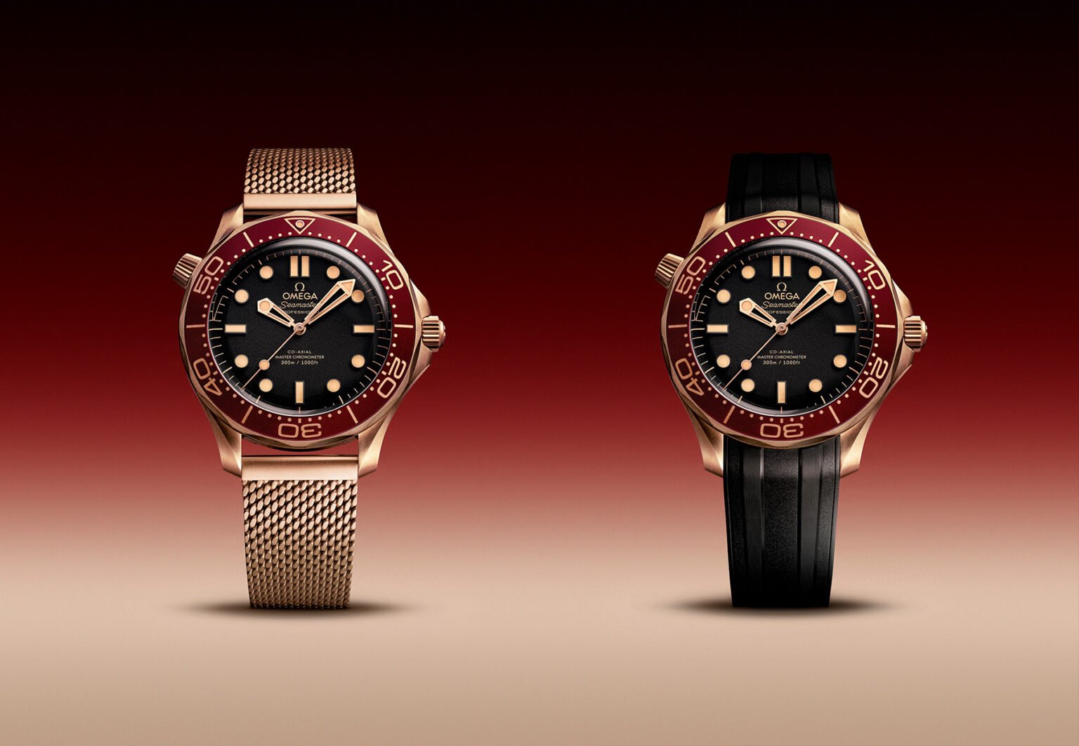 New: Omega Seamaster Diver 300M In Bronze Gold And Burgundy