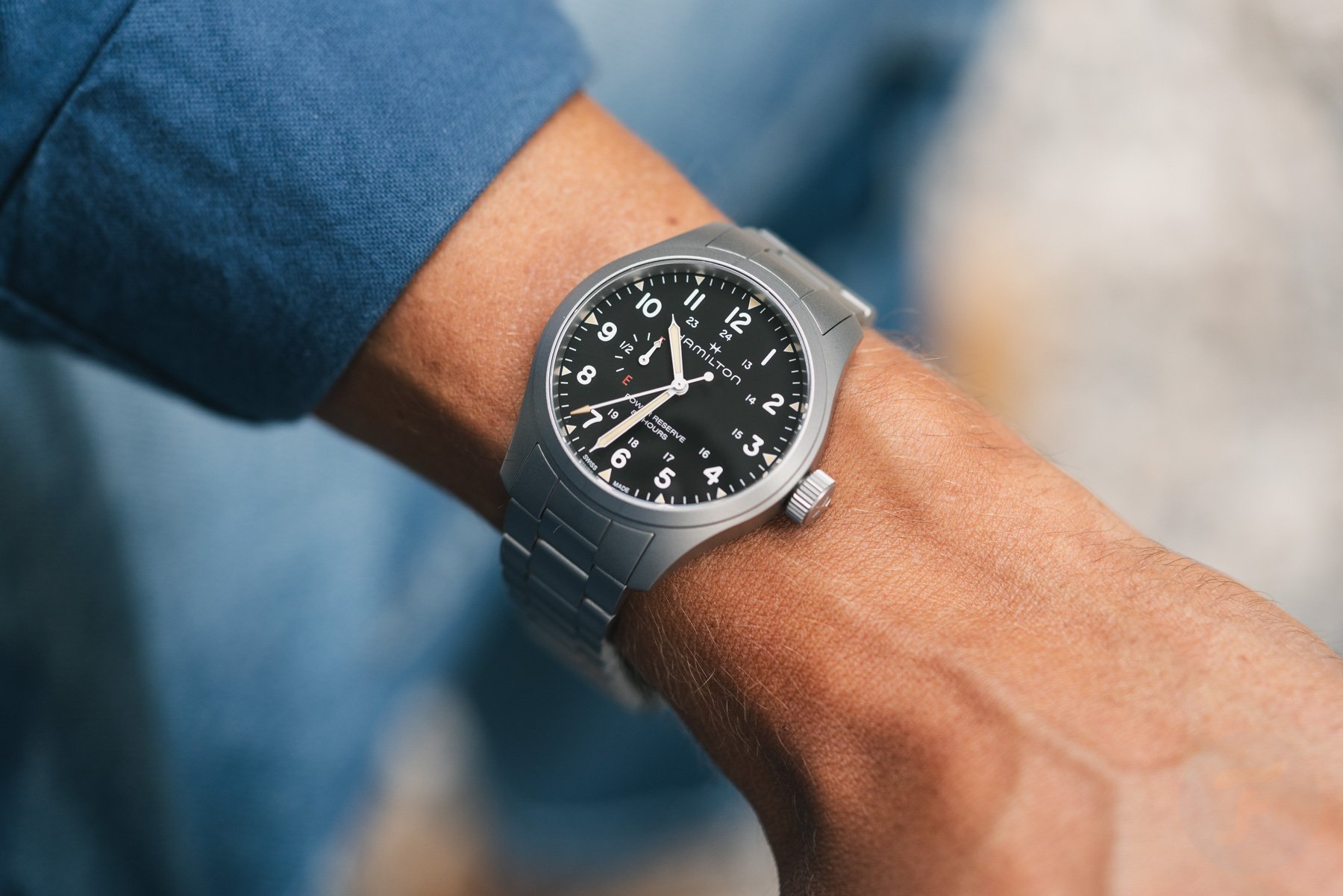 【F】 New: The Hamilton Khaki Field Mechanical Power Reserve
