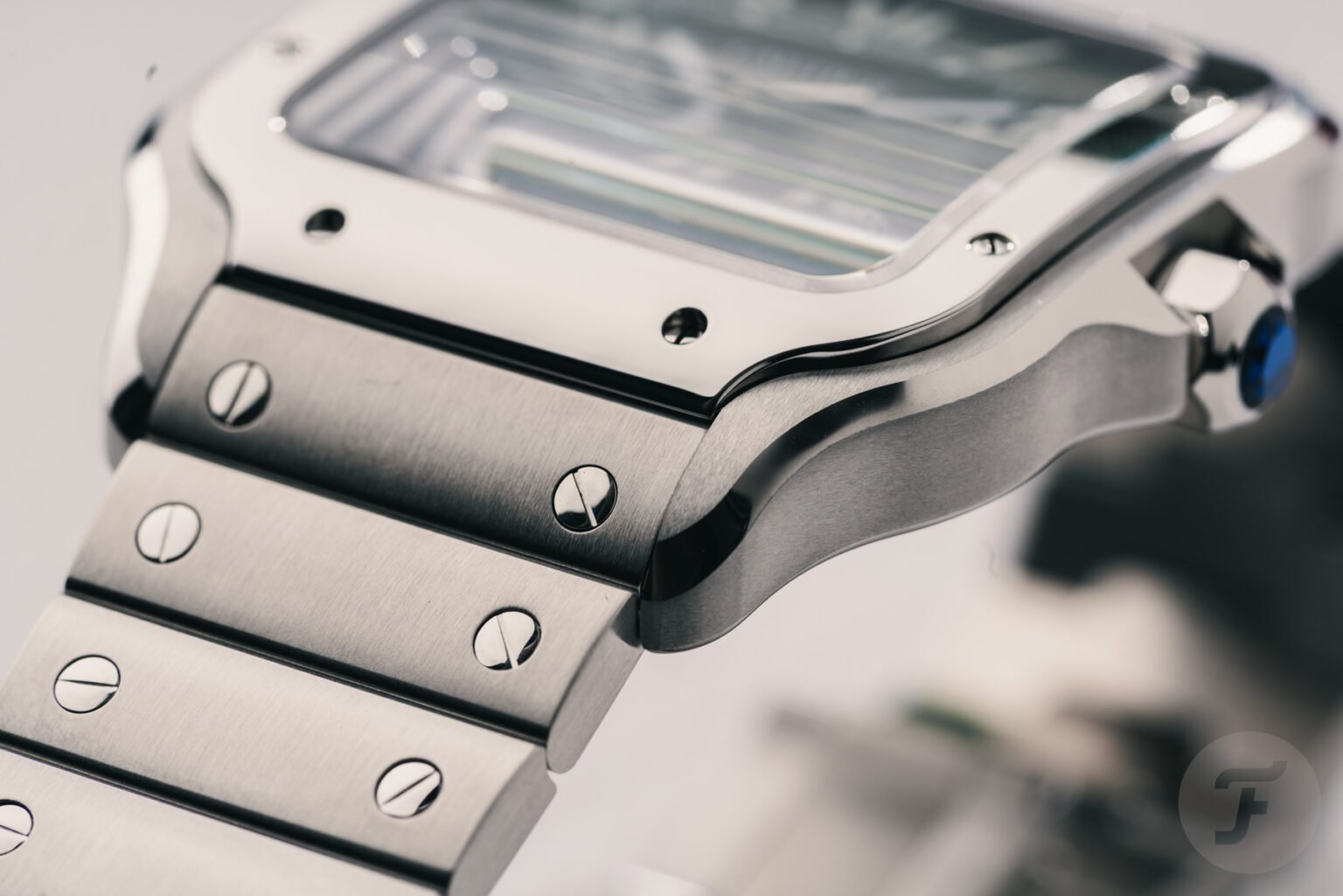 【f】new A Titanium Cartier Santos And A Black Dial Steel Model